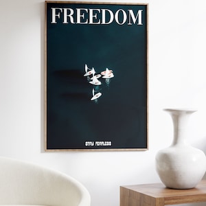 Freedom Poster, 70s Wall Print, Blue Wall Art, Yatch Poster, Summer ...