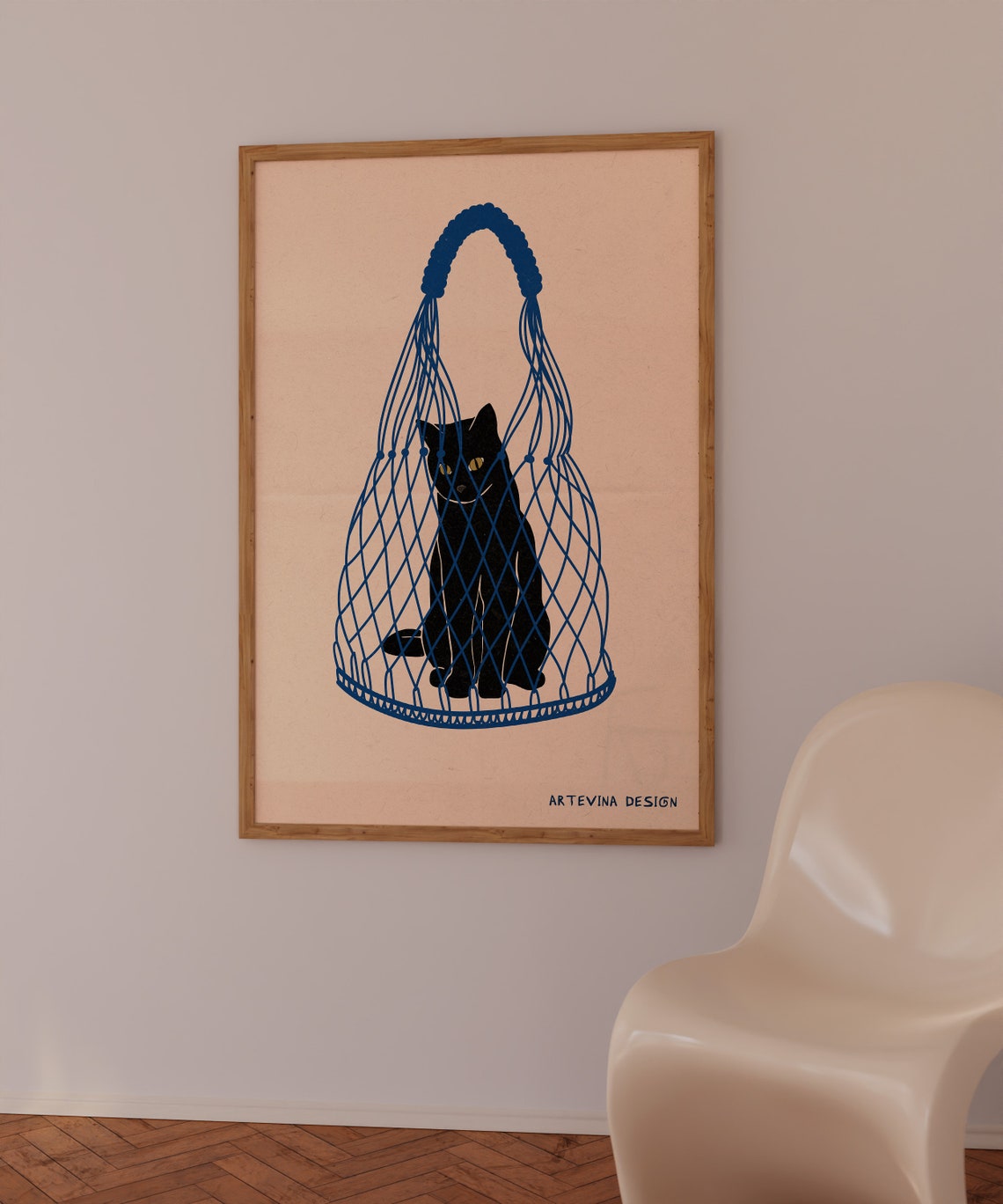 Cat Poster 70s Retro Print Animal Poster Psychedelic - Etsy