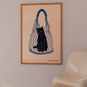 Cat Poster, 70s Retro Print, Animal Poster, Psychedelic Poster, Trippy ...