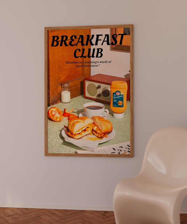 Breakfast Club Poster: 70s Retro Kitchen Wall Art (digital Download) - Etsy