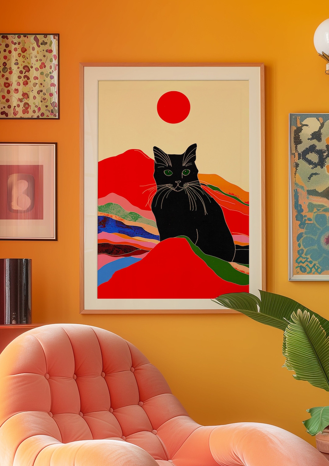 Black Cat Poster, Maximalist Art, Psychedelic Art, Dopamine Decor ...