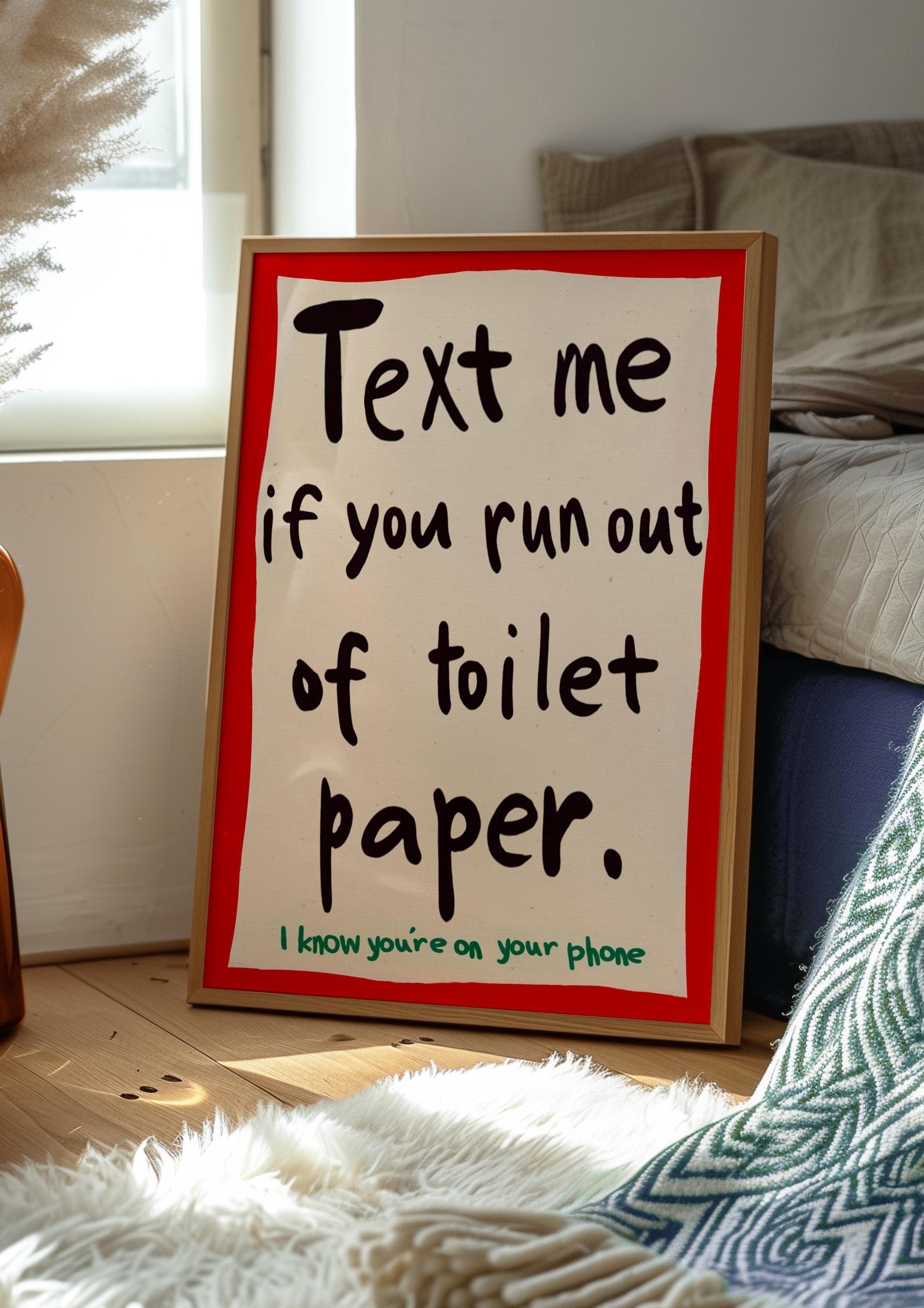 Funny Bathroom Art Print: Text Me Toilet Paper Poster - Etsy