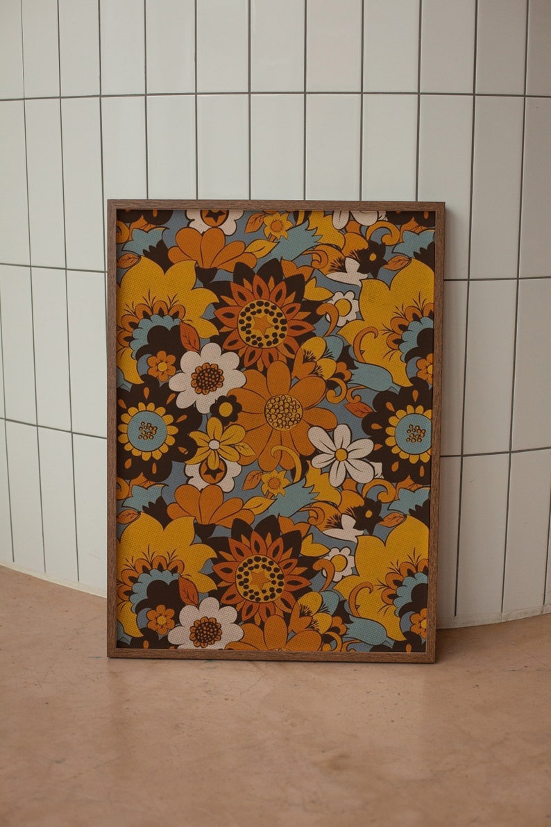 Vintage Flower Poster 70s Retro Poster Y2k Digital Print - Etsy