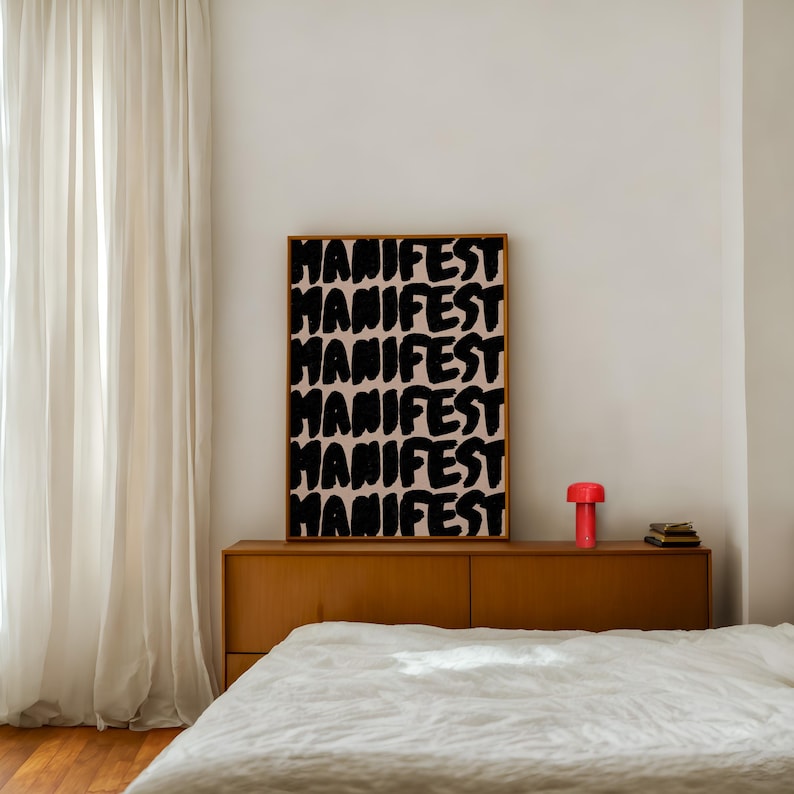 Manifest Typography Poster: Black Ink Wall Art - Etsy