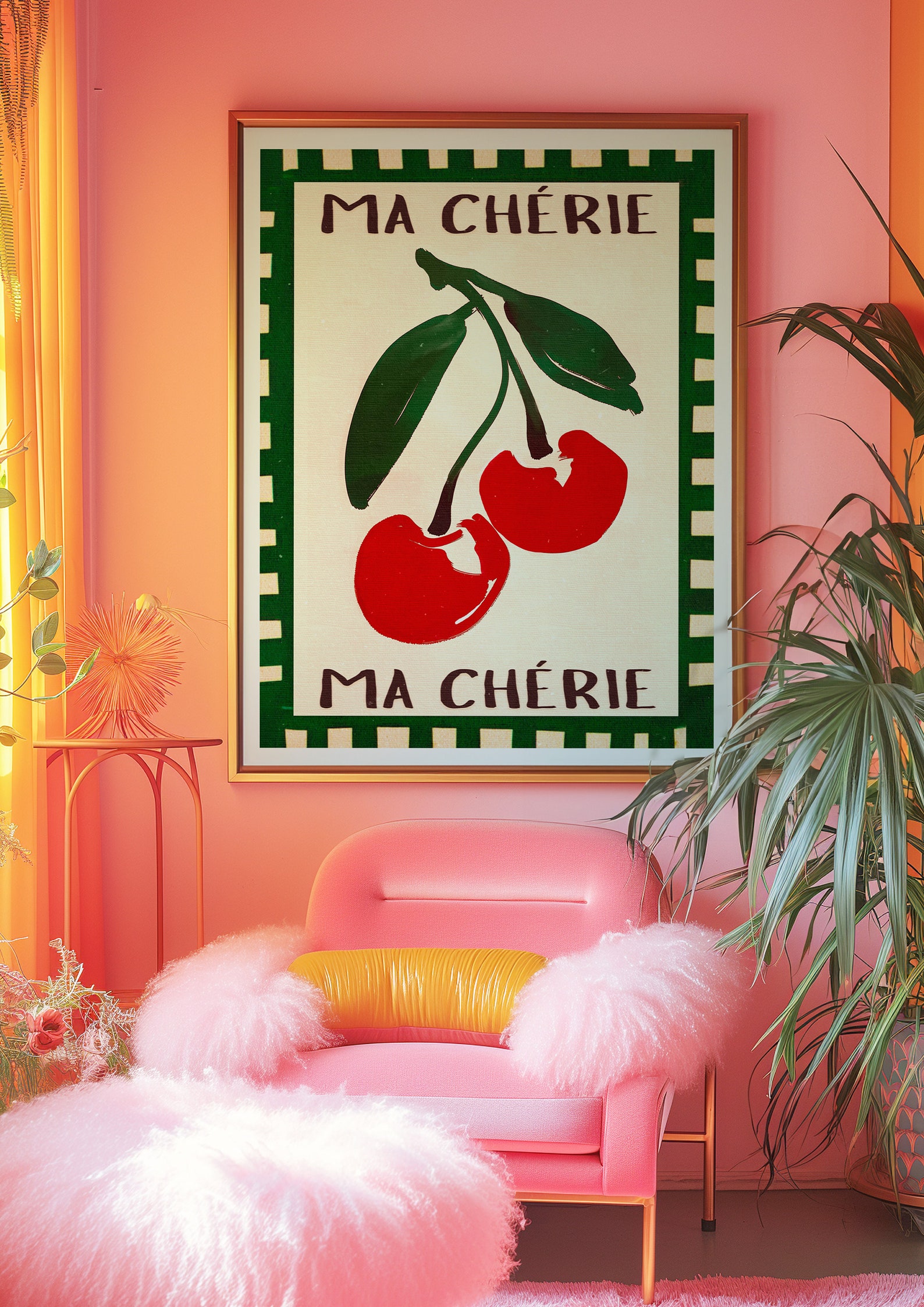 Cherry 'ma Chérie' Poster: Retro Kitchen Wall Art - Etsy
