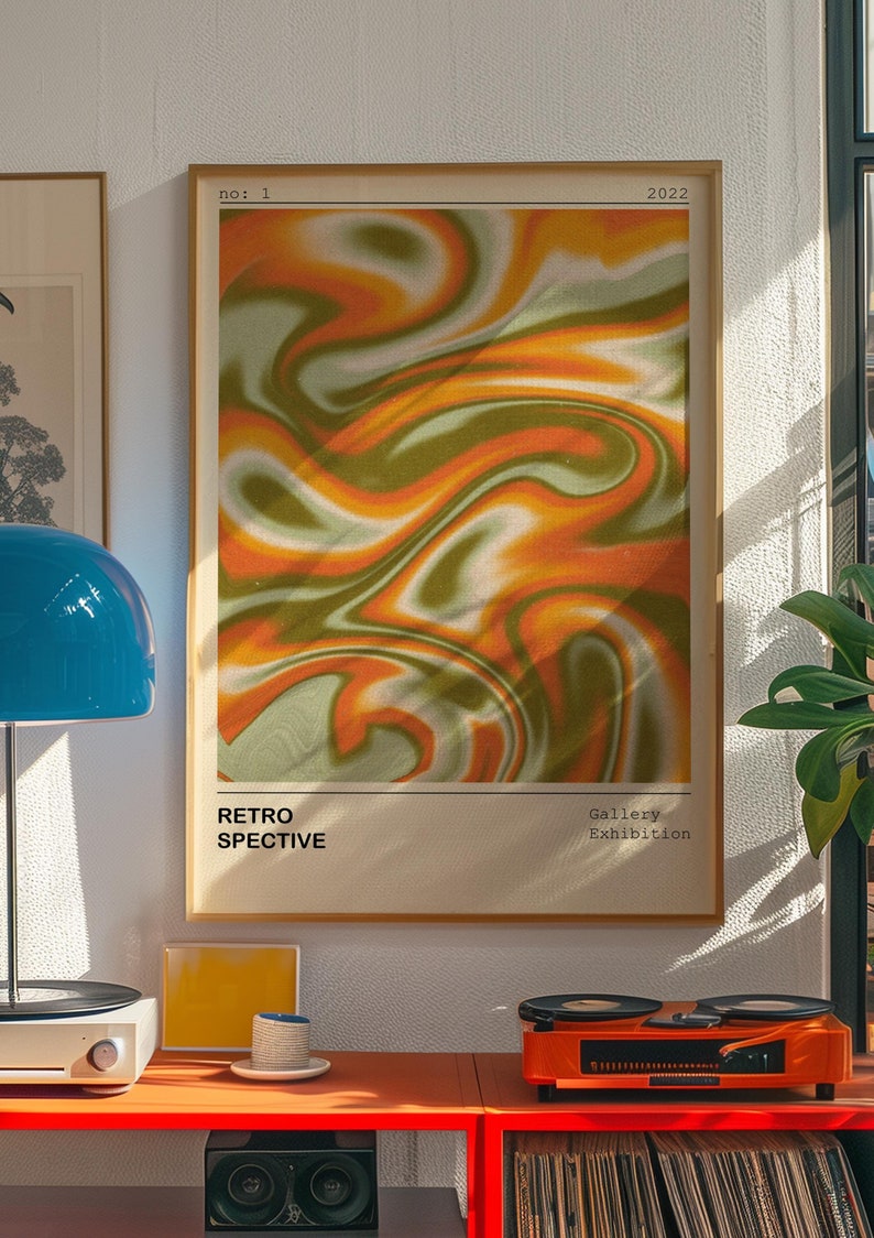 70s Psychedelic Gradient Art Print: Retro Kitsch Wall Decor - Etsy