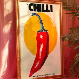 Chilli Pepper Poster: 70s Retro Kitchen Wall Art (digital Download) - Etsy