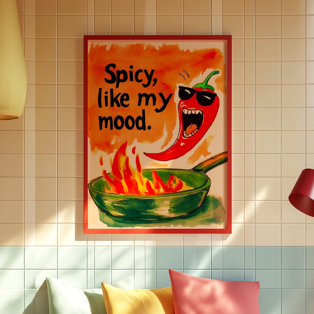 Spicy Chili Pepper Kitchen Print: Funny Food Art (digital Download) - Etsy