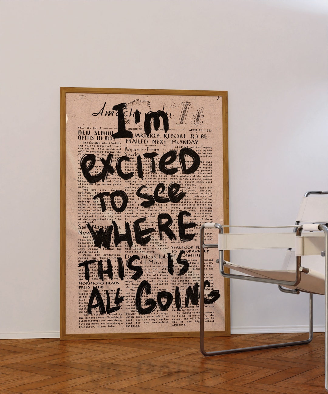Typography Print: 'i'm Excited' Quote on Newspaper - Wall Art - Etsy