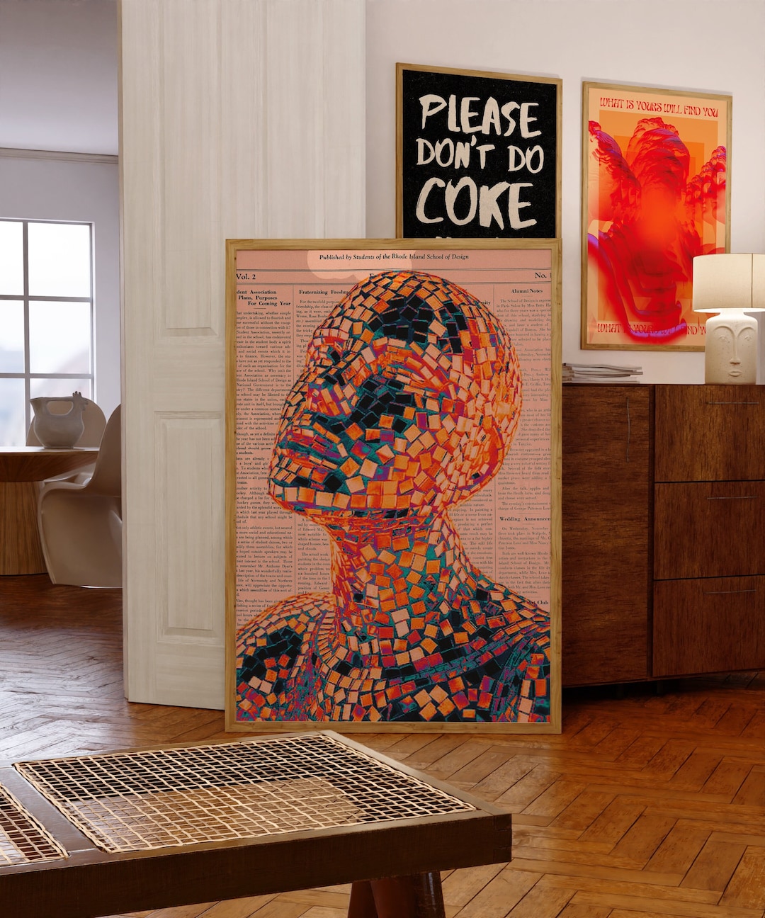 Trippy Newspaper Art Print: 70s Psychedelic Gradient Poster (digital ...