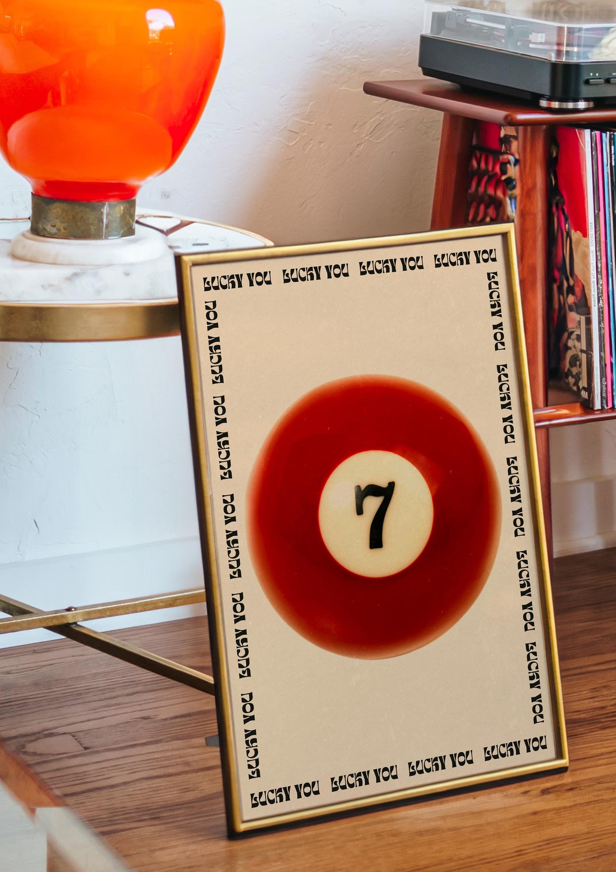 Lucky Number 7 Pool Ball Print: Retro Billiards Poster - Etsy