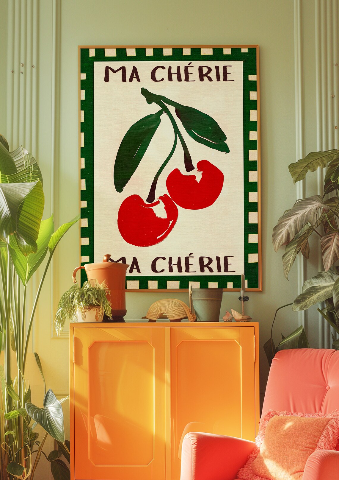Cherry 'ma Chérie' Poster: Retro Kitchen Wall Art - Etsy