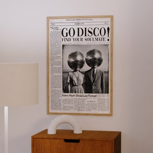 Disco Magazine Poster, 70s Print, Black Wall Art, Party Poster, New ...