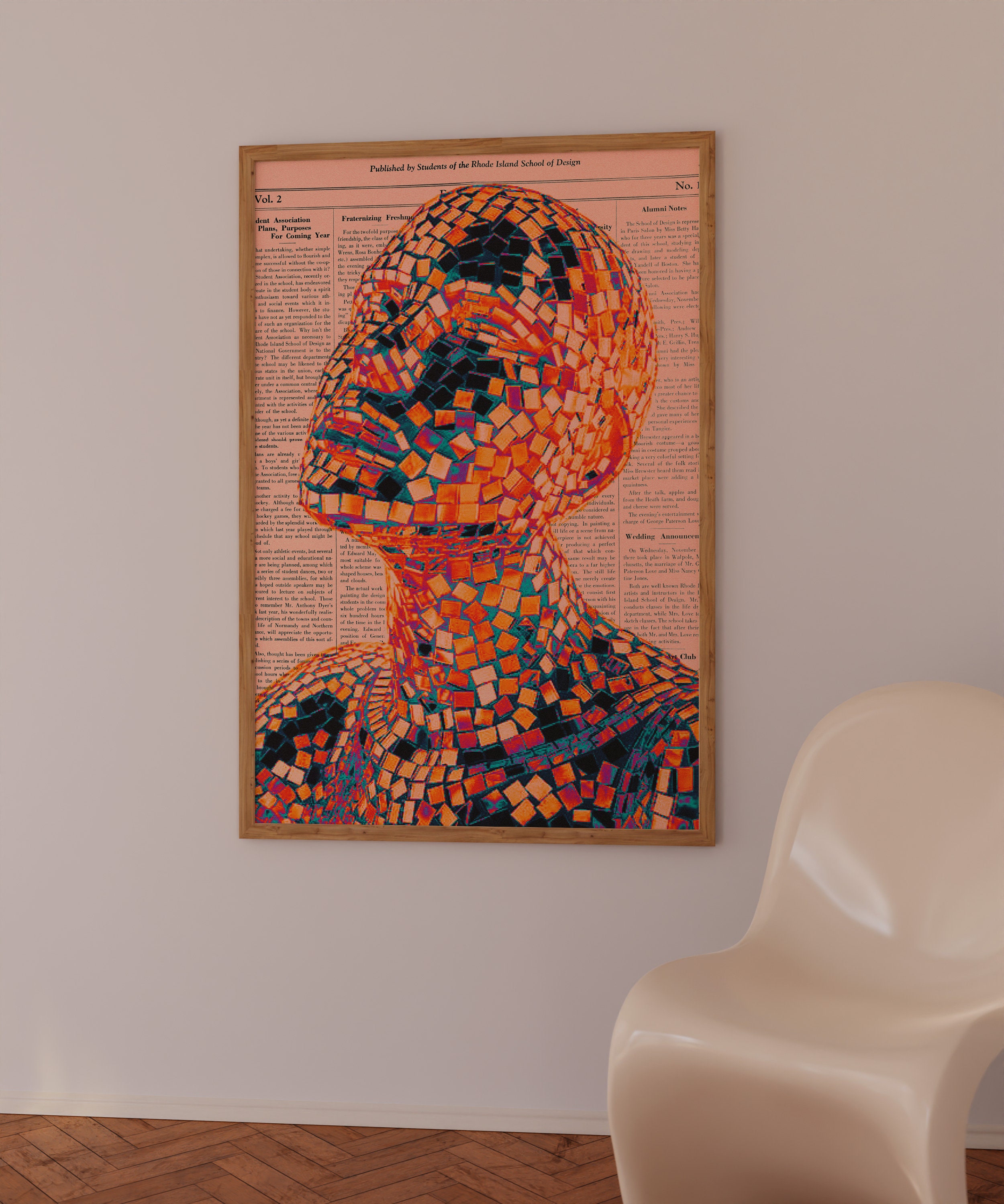Trippy Newspaper Art Print: 70s Psychedelic Gradient Poster (digital ...