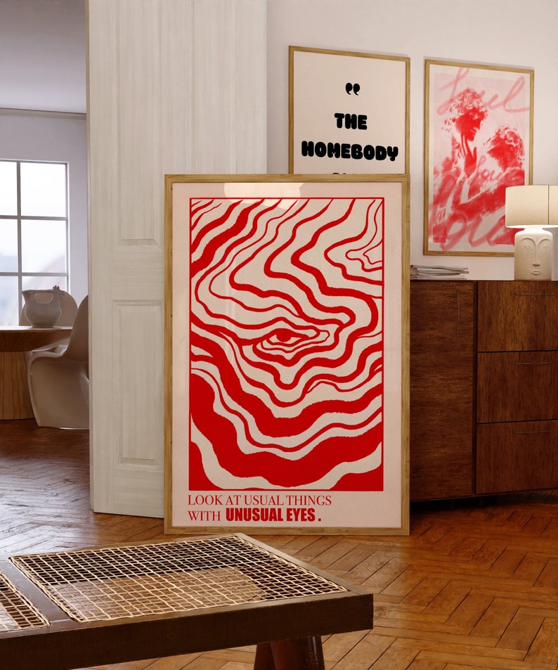 Psychedelic Eye Poster: Retro 70s Red Wall Art (digital Download) - Etsy