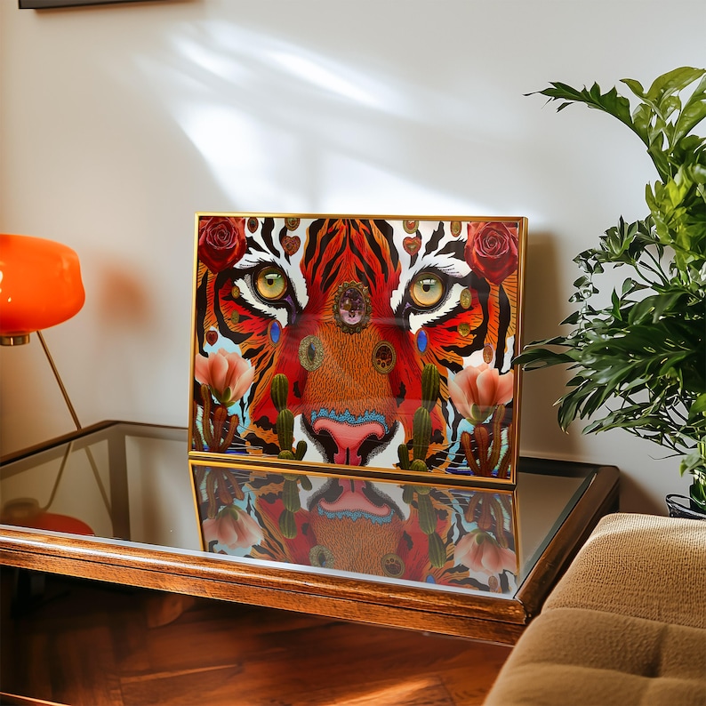 Sacred Tiger Art Print: Maximalist Boho Animal Poster (digital Download ...
