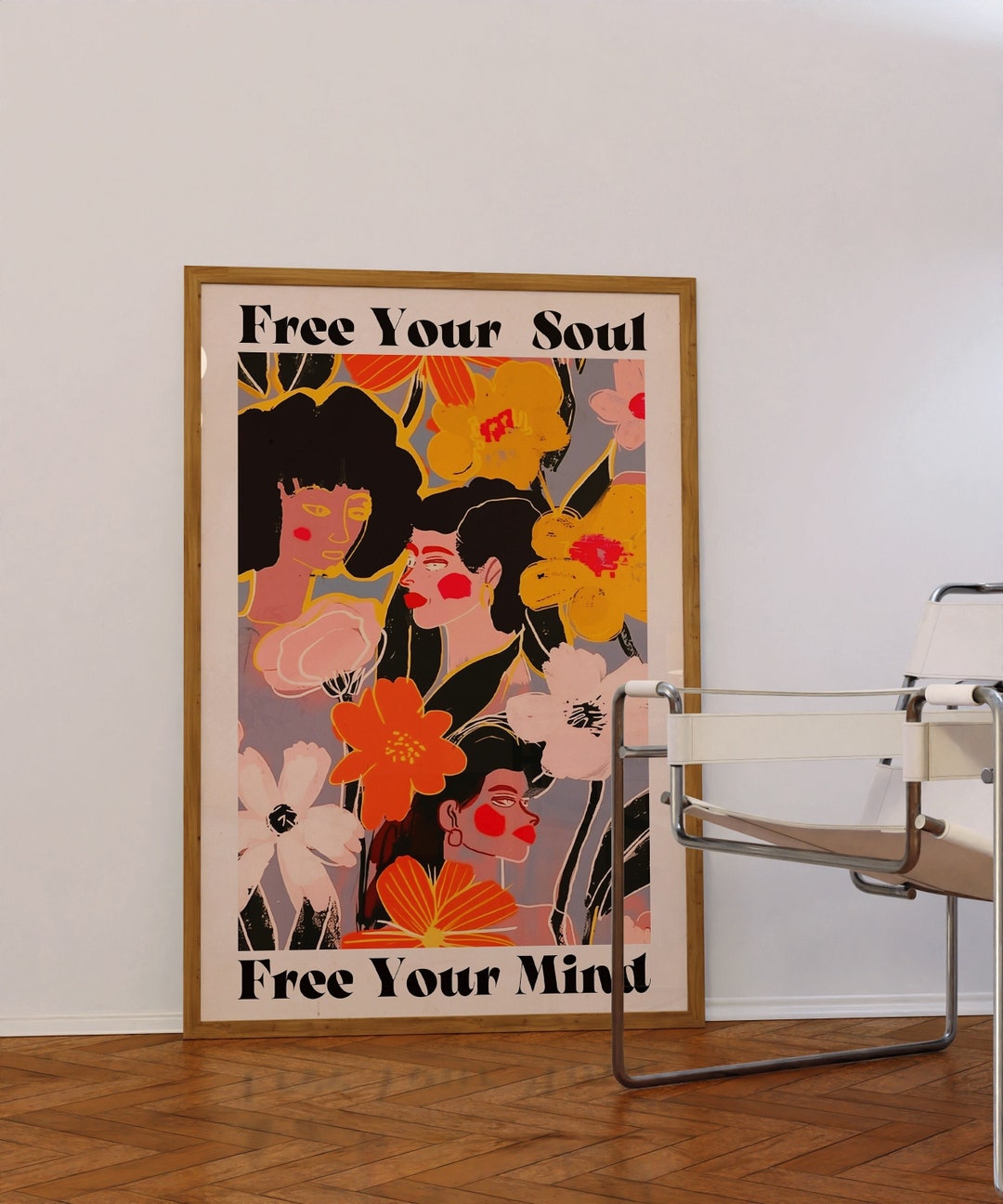 Affirmation Poster, 70s Poster, Red Wall Art, Trendy Wall Art, Flower ...