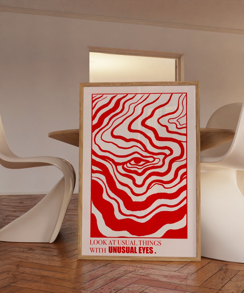70s Psychedelic Art Print: Red Gradient Retro Wall Decor - Etsy