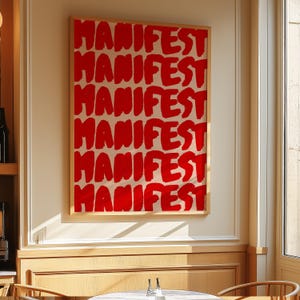 Typography Poster, Manifest Print, Red Wall Art, Trendy Quote Print ...
