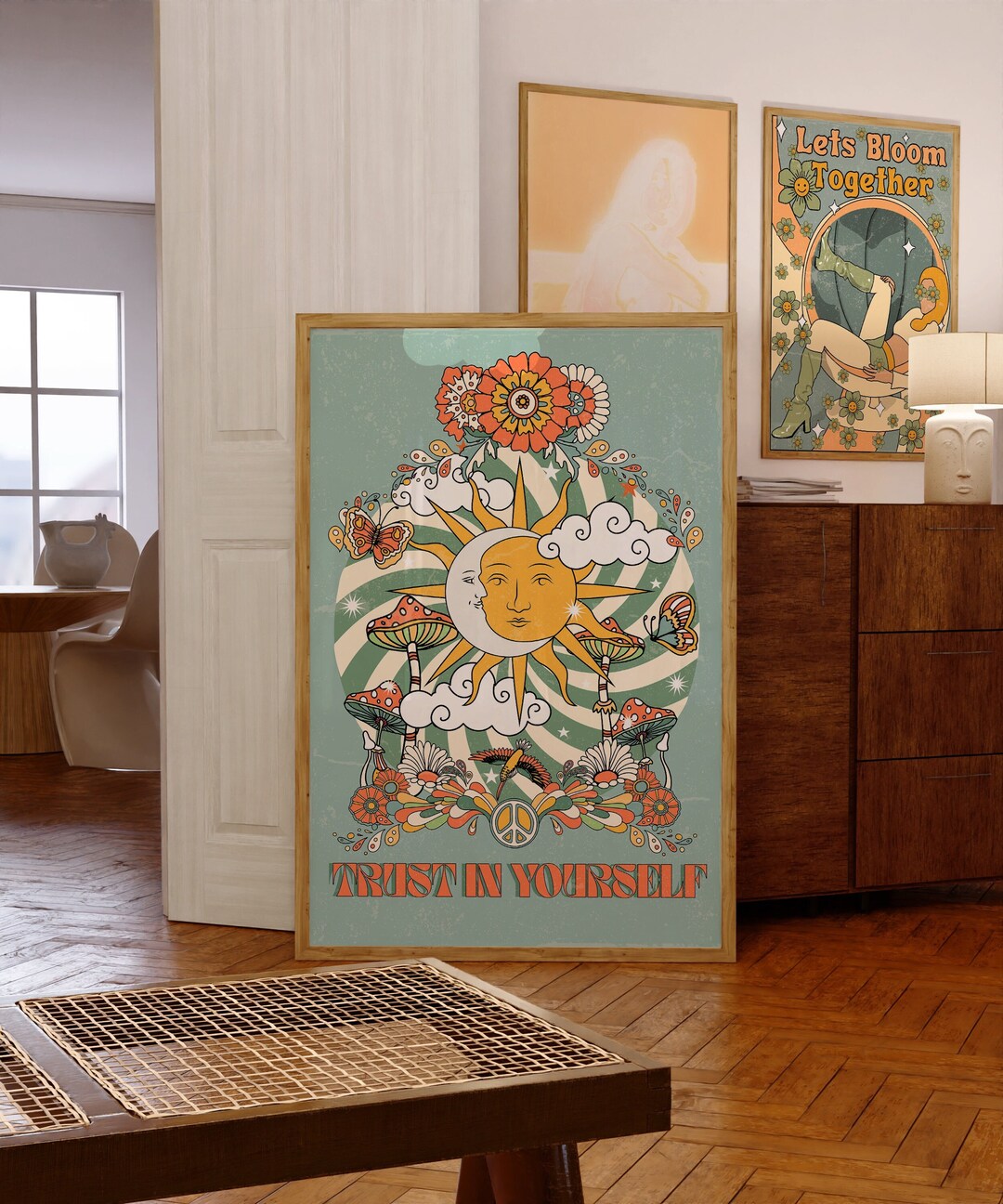 Retro Poster, Hippie Poster, Psychedelic Art Print, 70s Decor, Vintage ...