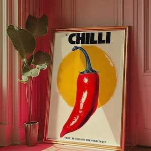 Chilli Poster, Aesthetic Wall Art, Red Wall Art, Trendy Wall Prints ...