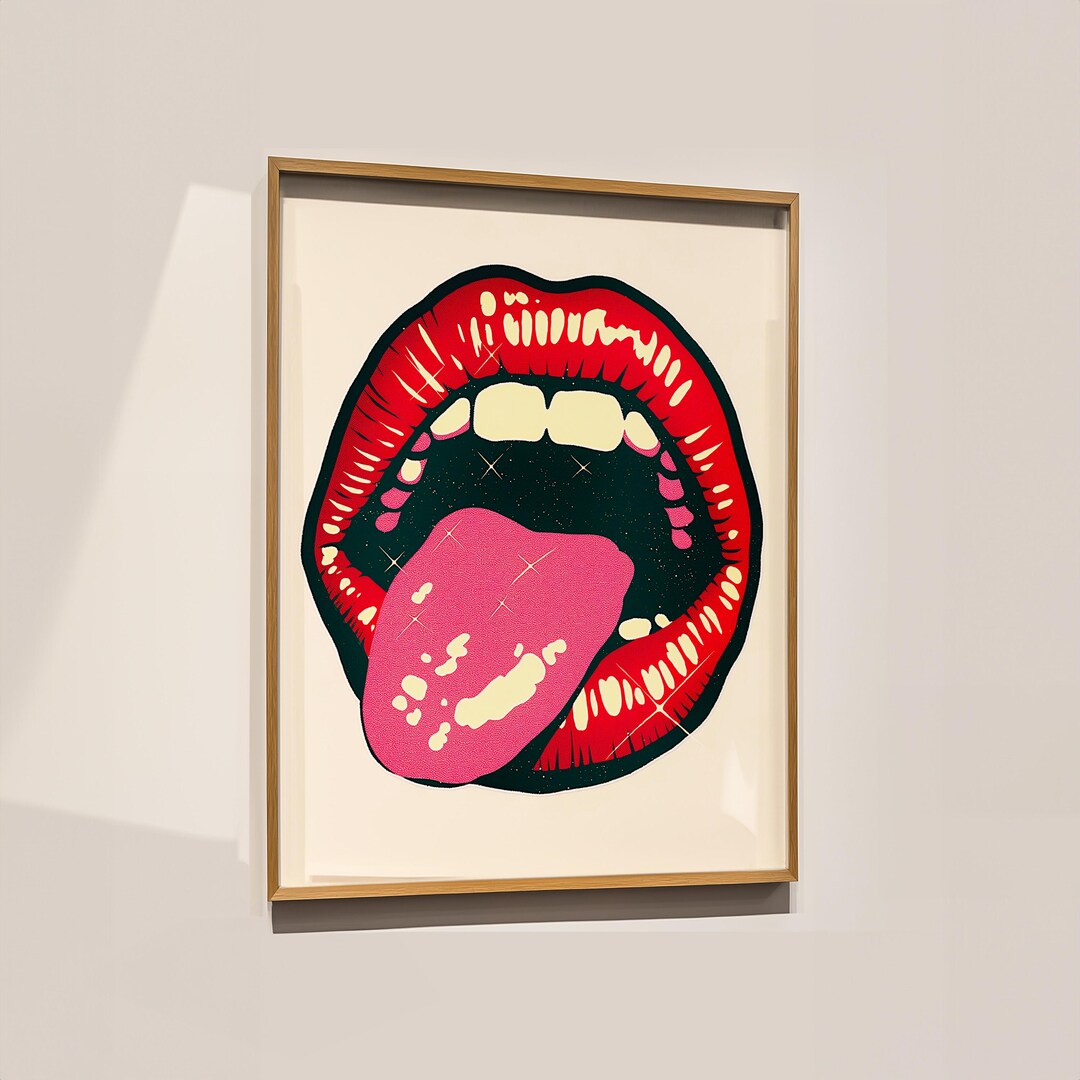 Pop Art Lips Print: Retro Tongue Poster, Funky Bedroom Wall Decor - Etsy