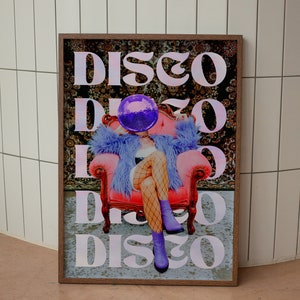 Party Poster, Magazine Poster, 70s Wall Print, Pink Wall Art, Disco ...