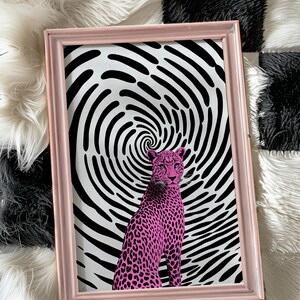 Black Wall Art, Leopard Poster, Bedroom Wall Decor, Trippy Poster ...