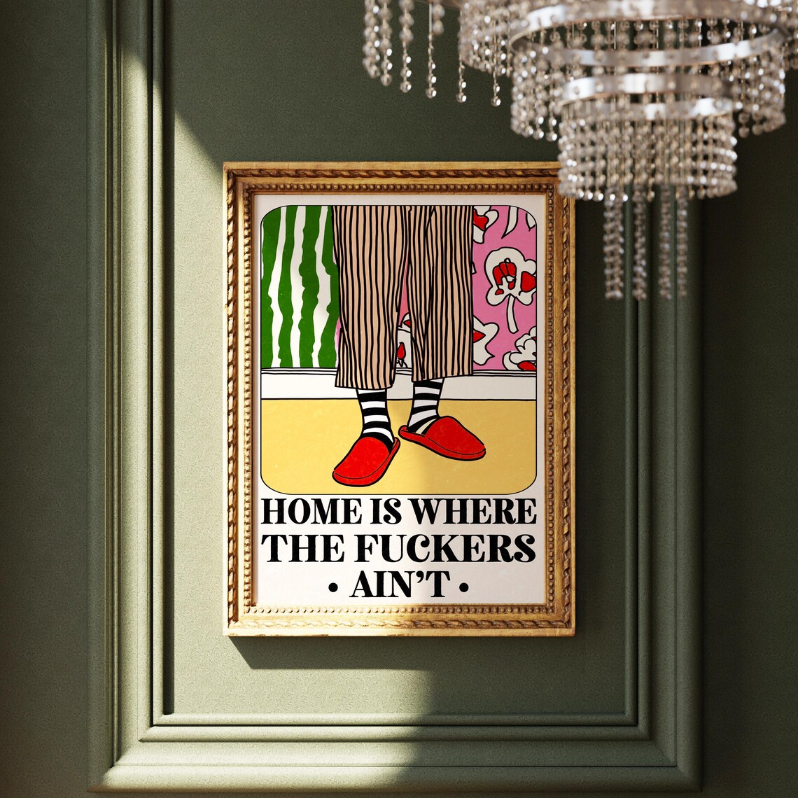 Funny Quote Poster: Retro Pajama Wall Art, Bold Funky Humor Print ...