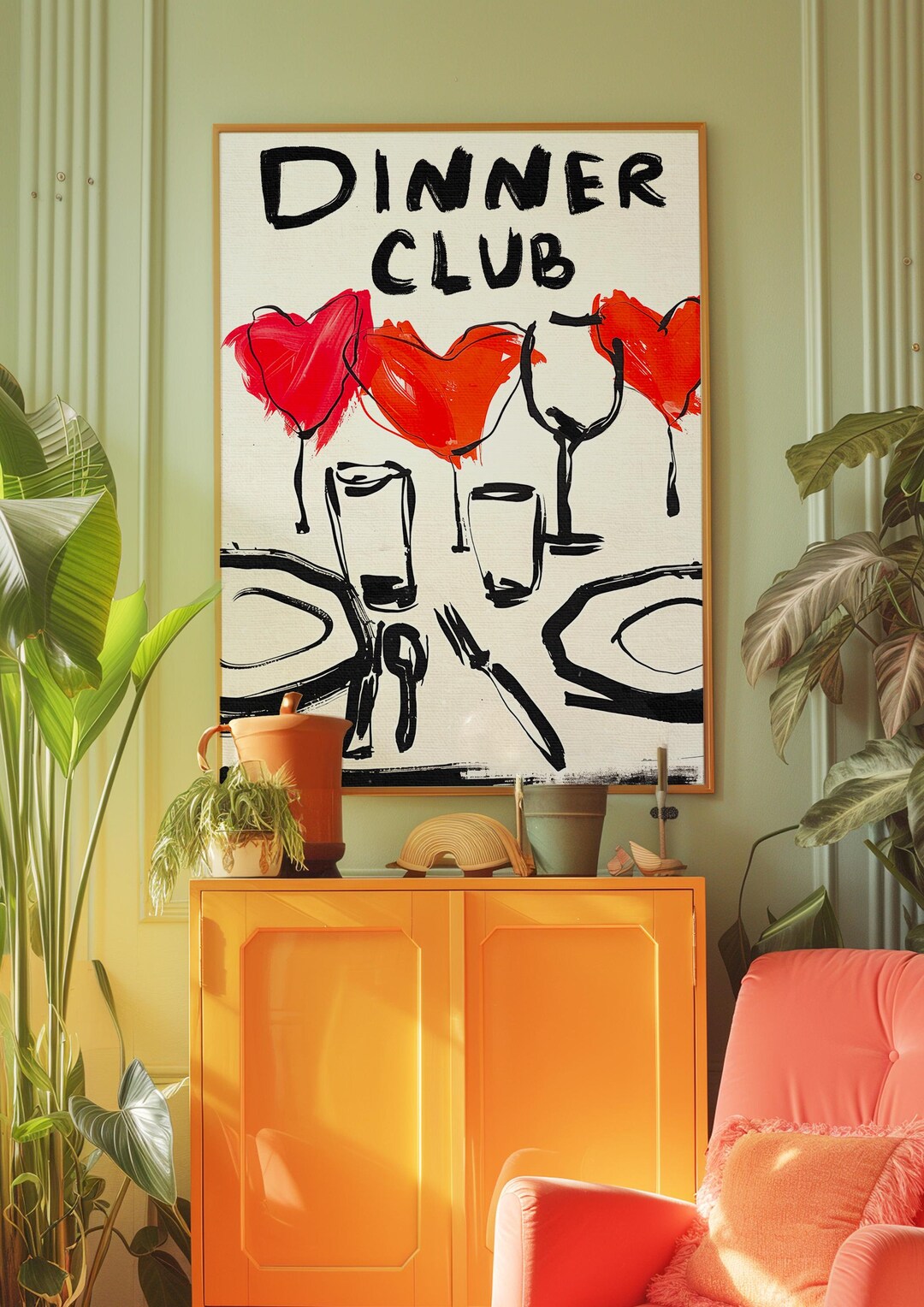 Dinner Club Poster: Psychedelic Kitchen Wall Art (digital Download) - Etsy