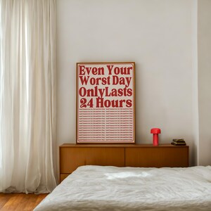 Typography Poster, Red Wall Art, Positive Affirmation, Bedroom Wall Art ...