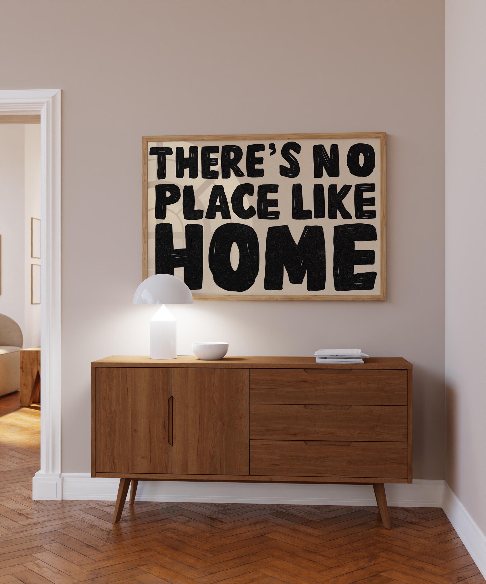 There’s No Place Like Home Print: Bold Typography Wall Art, Cozy Quote ...