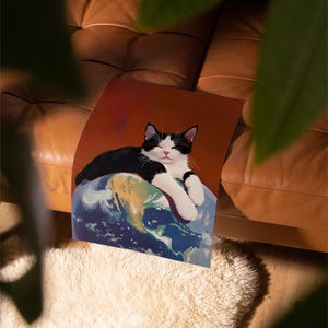 Black & White Cat Poster, Bedroom Decor, Preppy Animal Print, Dopamine ...