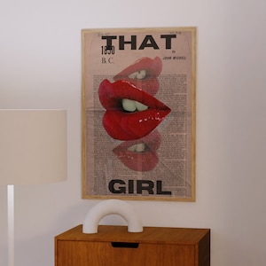 Vintage Magazine Lips Poster: 70s Retro Red Wall Art (digital Download ...