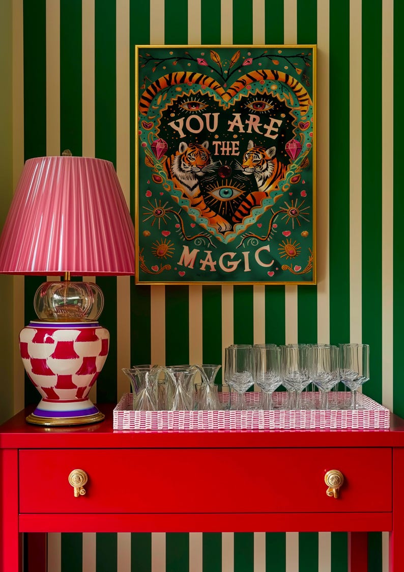 Sacred Heart Tiger Art Print: Maximalist Boho Home Decor - Etsy