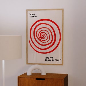 Red Wall Art, 70s Print, Dopamine Decor, Typography Print, Trendy Wall ...