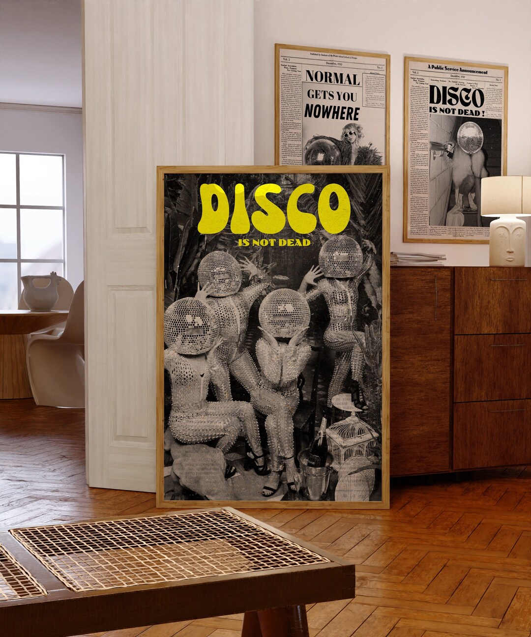 Party Poster, 70s Art, Black Wall Art, Disco Ball Print, Psychedelic ...