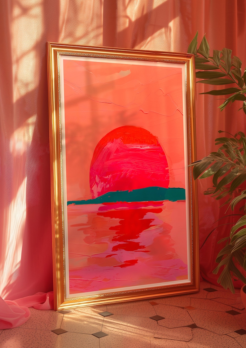 Red Sunset Poster: Psychedelic Y2K Wall Art (digital Download) - Etsy