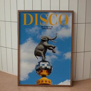 Disco Magazine Poster, 70s Poster, Blue Wall Art, Disco Print, Animal ...