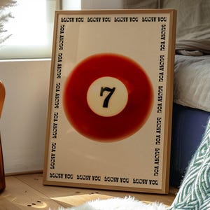 Lucky Number 7 Pool Ball Print: Retro Billiards Poster - Etsy