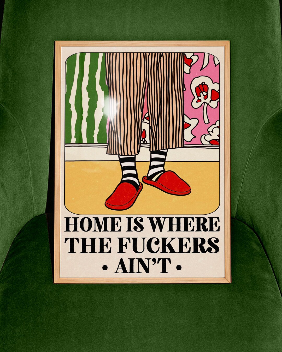 Funny Quote Poster: Retro Pajama Wall Art, Bold Funky Humor Print ...