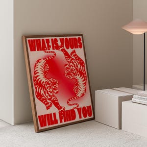 Tiger Poster, 70s Poster, Affirmation Poster, Aesthetic Art, Red Wall ...