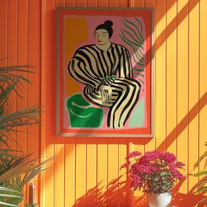 70s Retro Poster, Orange Wall Art, Trendy Decor, Kitsch Aesthetic Print ...