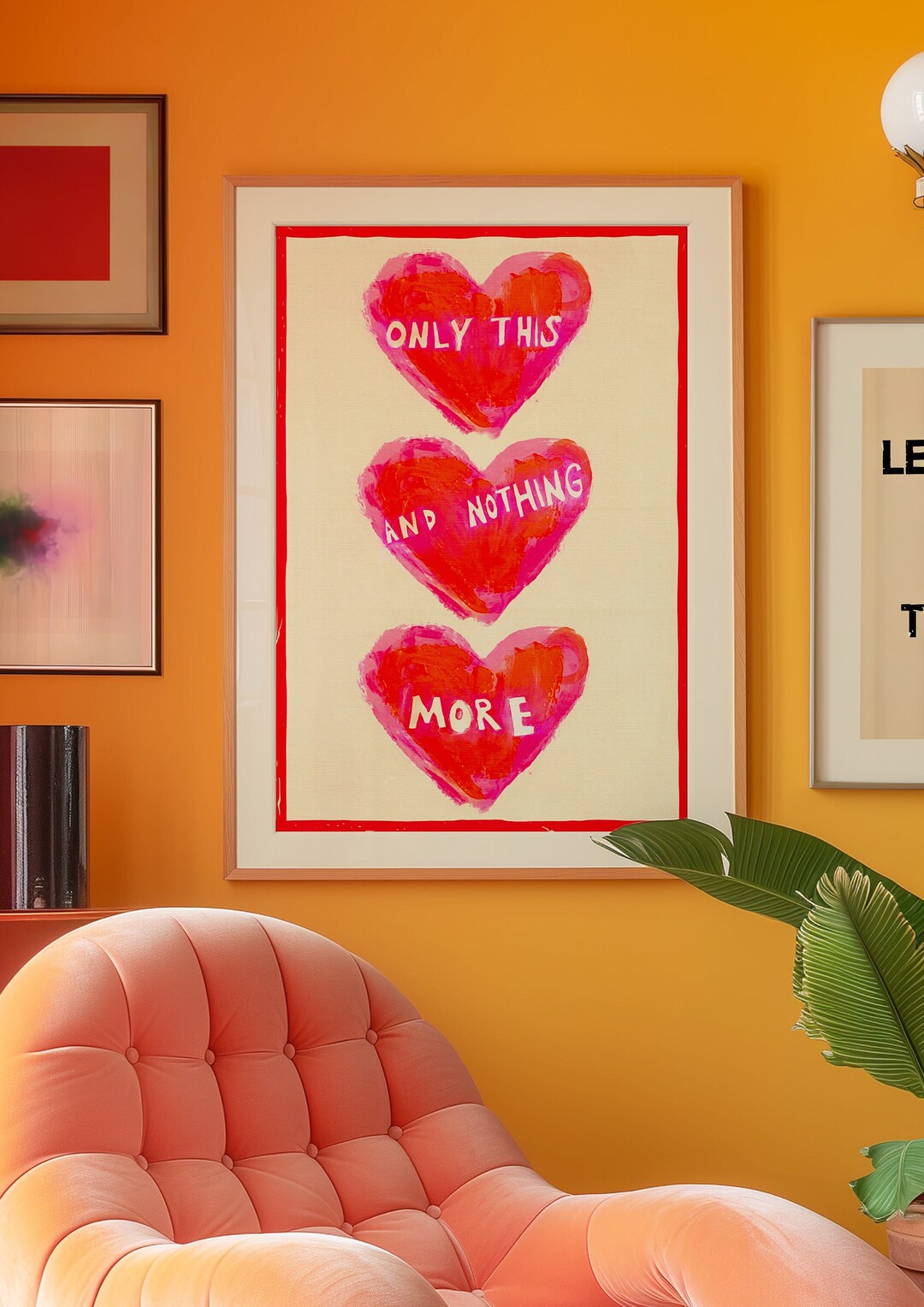 Love Hearts Poster: Retro Red Wall Art Print - Etsy