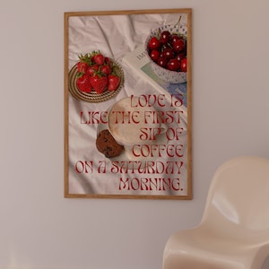 Affirmation Poster, 70s Wall Print, Red Wall Art, Newspaper Poster ...