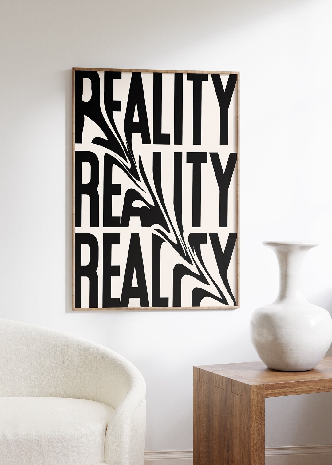Trippy 'reality' Typography Art Print: Modern Minimalist Decor - Etsy