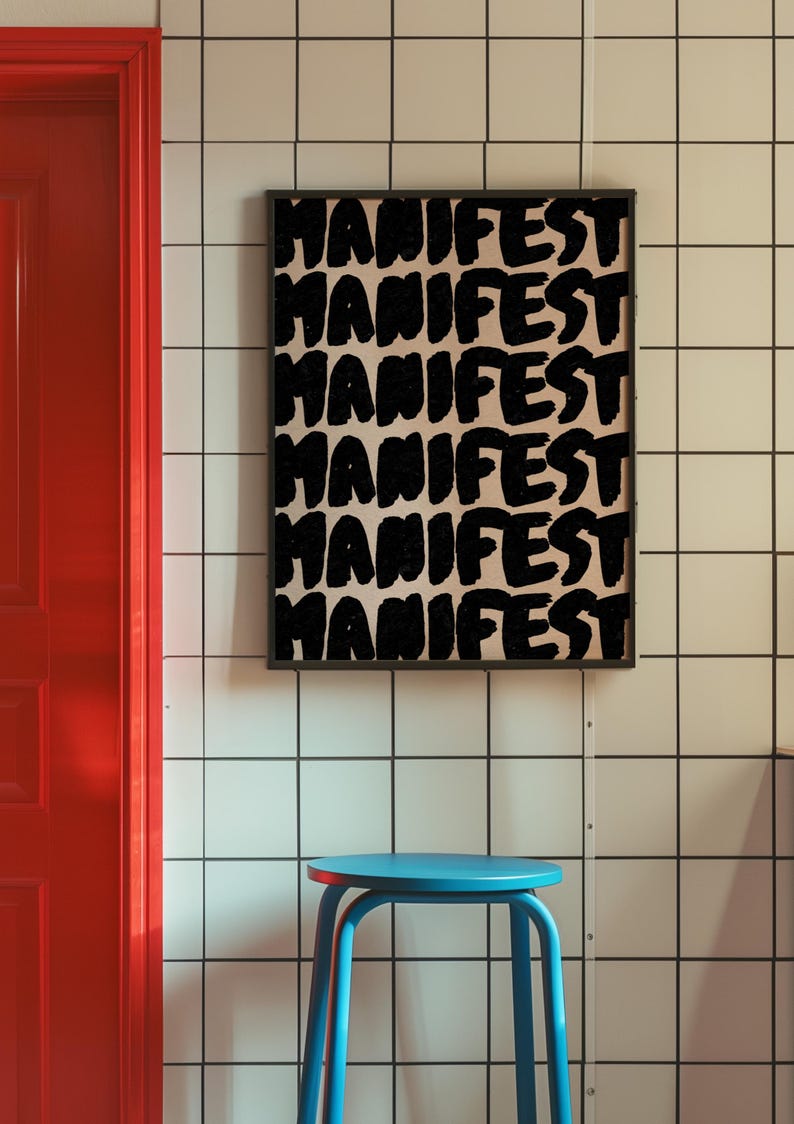 Manifest Typography Poster: Black Ink Wall Art - Etsy