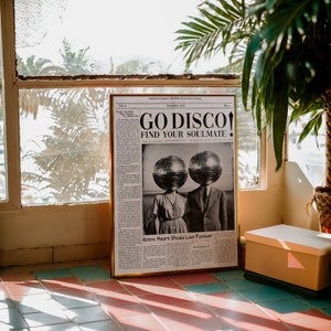 Disco Magazine Poster, 70s Print, Black Wall Art, Party Poster, New ...