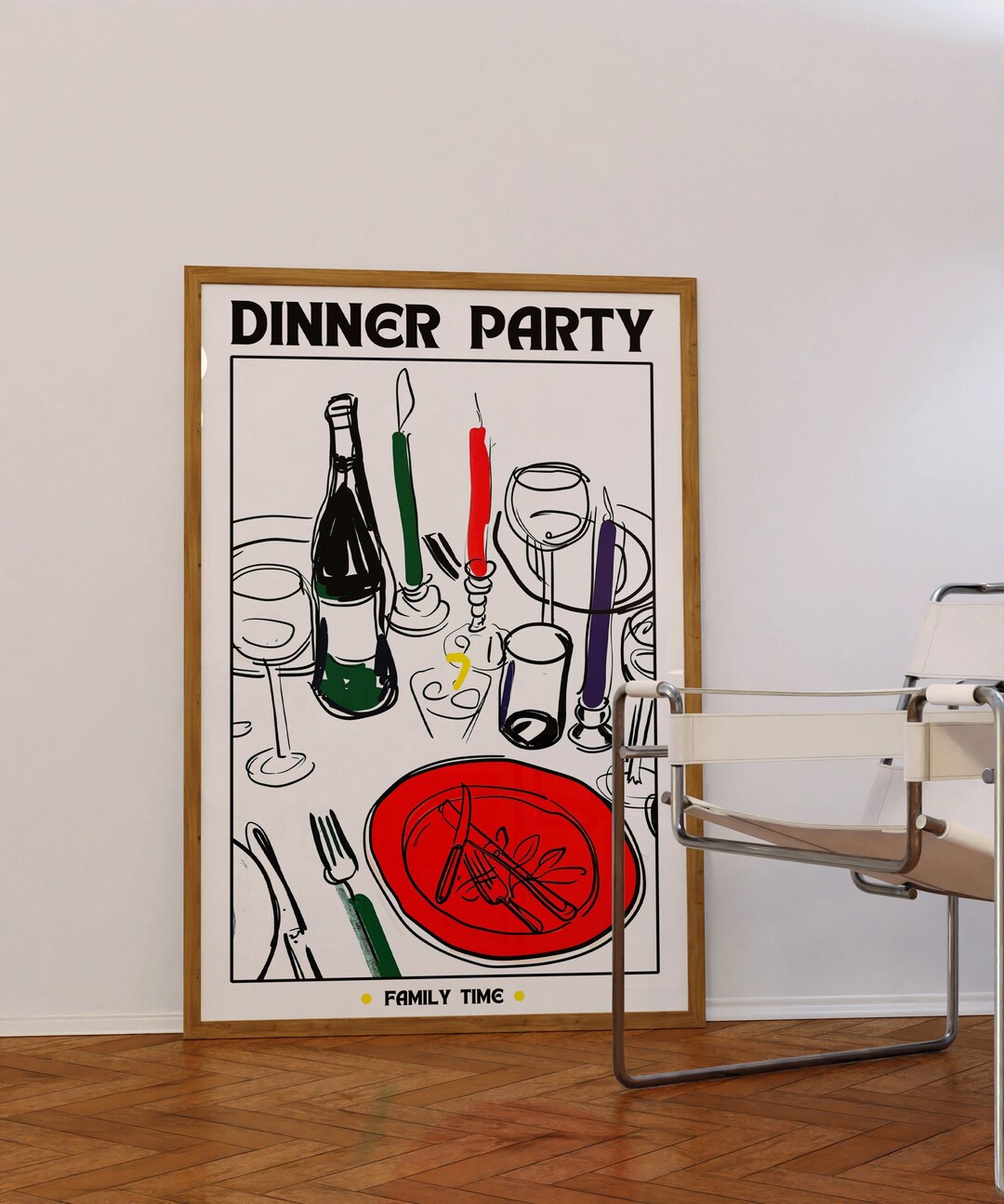 Dinner Poster, 70s Poster, Red Wall Art, Kitchen Wall Decor, Summer ...