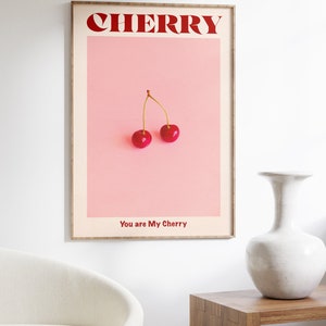 Cherry Poster, Retro Poster, 70s Poster, Red Wall Art, Psychedelic Art ...
